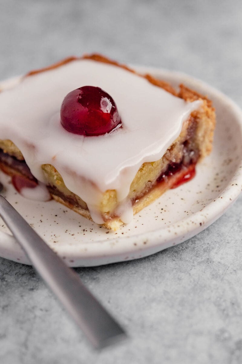 Iced Bakewell Tart Tray Bake - Simply Bake