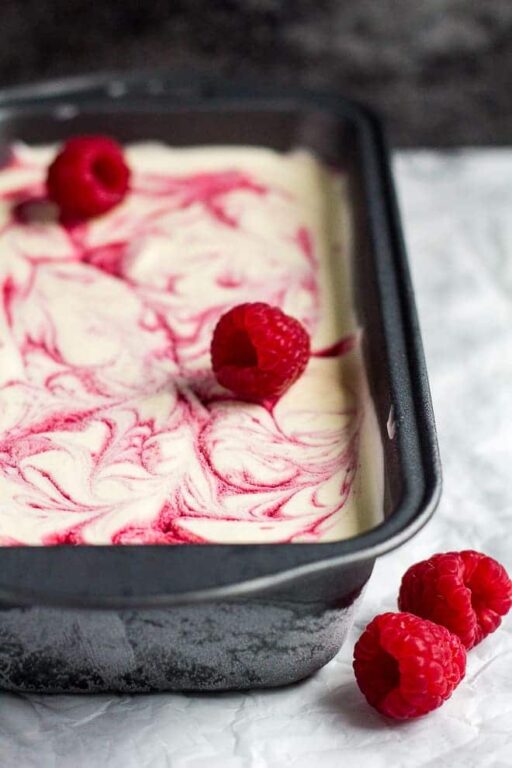 No-Churn Raspberry Ripple Ice Cream - Simply Bake
