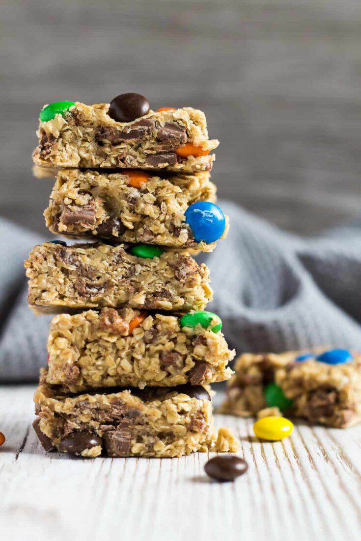 No-Bake Peanut Butter M&M Granola Bars - Simply Bake